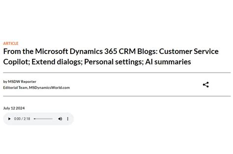 From The Microsoft Dynamics365 Crm Blogs Customer Service Copilot