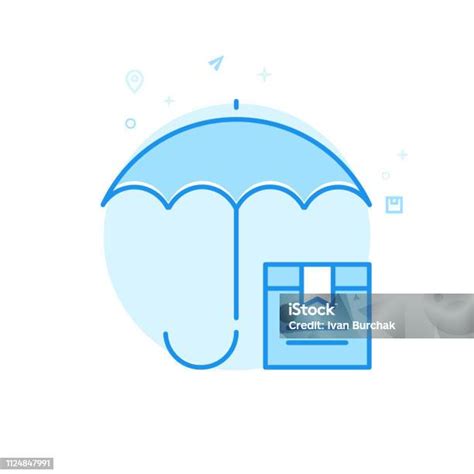 화물 보험 평면 벡터 아이콘 기호 그림 서명 라이트 블루 단색 디자인입니다 편집 가능한 스트로크 개성 개념에 대한 스톡 벡터 아트 및 기타 이미지 Istock