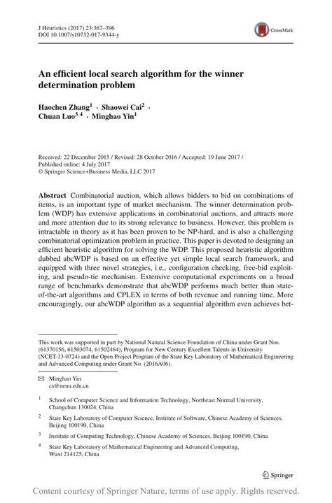 an efficient local search algorithm for the winner determination