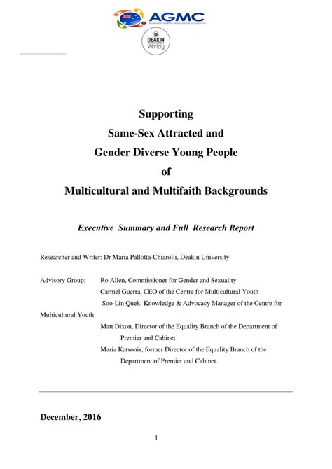 Pdf Supporting Same Sex Attracted And Gender Diverse Young People Of Multicultural And