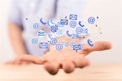 3d Rendering Of Floating Social Icons On A Palm Of A Hand Stock Image