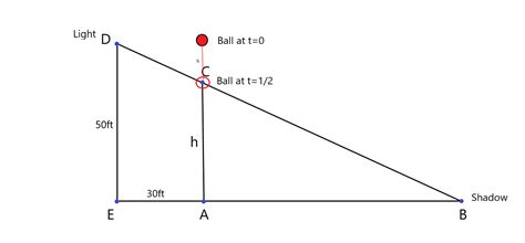 A Light Shines From The Top Of A Pole 50 Ft High A Ball Is Quizlet