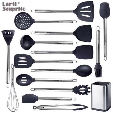 실리콘 주방 조리 도구 수프 스푼 브러시 파스타 소쿠리 삽 털 주걱 터너 내열성 주방 용품 1 개 Aliexpress