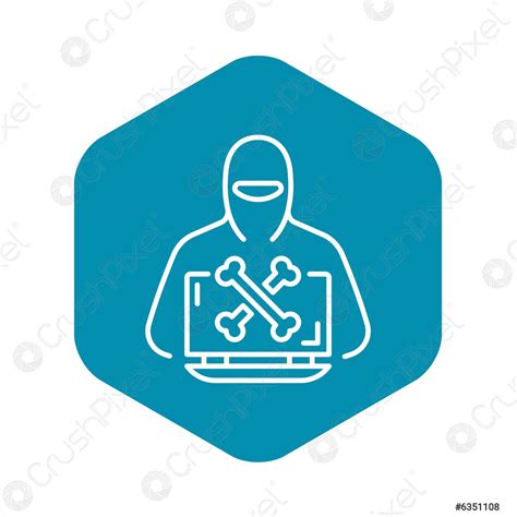 Hacker Laptop Icon Outline Style Stock Vector 6351108 Crushpixel