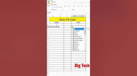 Auto Fill Date In Excel Amazing Tricks Tips Excel Exceltips Exceltricks Big Tech Shorts