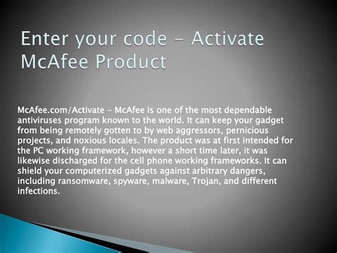 PPT Mcafee Com Activate Enter Mcafee Antivirus PowerPoint Presentation ID 9179533