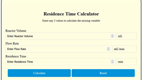 Residence Time Calculator Area Calculators