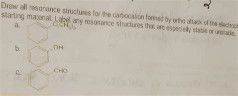 Solved Draw All Resonance Structures For The Carbocation