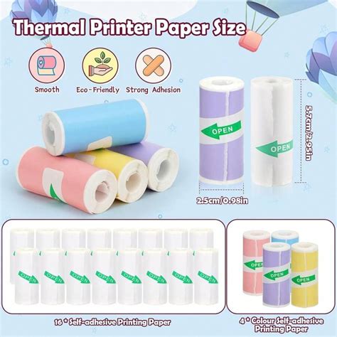 Photo Sticker Mini Thermal Printer Paper Colorful Thermal Printer Sticker Paper For M02 T02 M02s