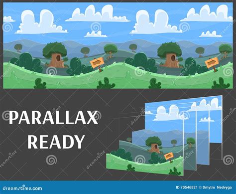 Seamless Cartoon Nature Landscape Vector Unending Background With