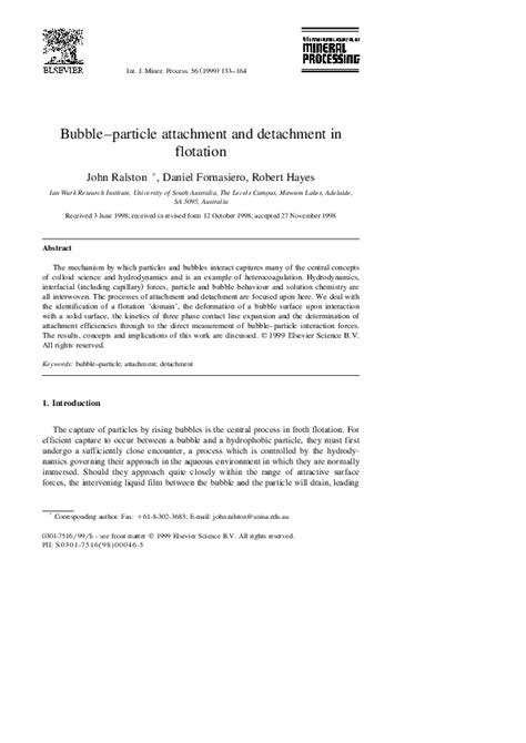 pdf bubble particle attachment and detachment in flotation