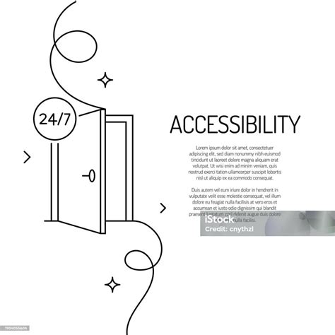 24 7 접근성 아이콘의 연속 선화입니다 손으로 그린 상징 벡터 일러스트 레이 션 24 시간 영업 표시에 대한 스톡 벡터 아트 및 기타 이미지 24 시간 영업 표시