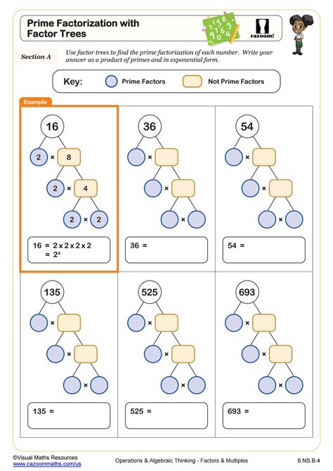 Prime Factorization With Factor Trees Worksheet 6th Grade Pdf Worksheets