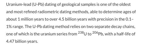 Solved Uranium Lead U Pb Dating Of Geological Samples Is