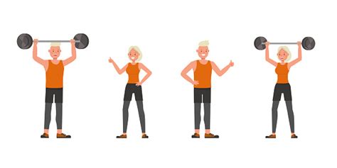 스포츠 남자와 여자 캐릭터 벡터 디자인 다양한 액션으로 프리젠 테이션 가냘픈에 대한 스톡 벡터 아트 및 기타 이미지 가냘픈 개념 건강한 생활방식 Istock