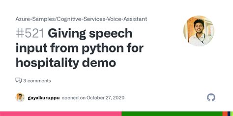 Giving Speech Input From Python For Hospitality Demo · Issue 521