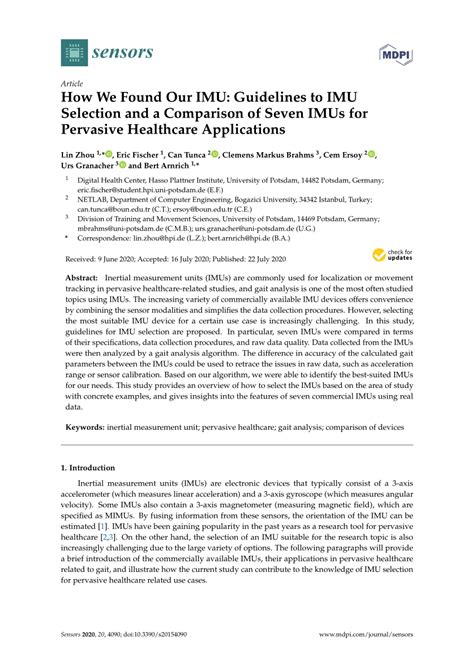 PDF How We Found Our IMU Guidelines To IMU Selection And A Comparison Of Seven IMUs For