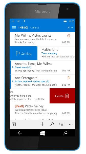 Windows 10 Mobile Outlook Mail