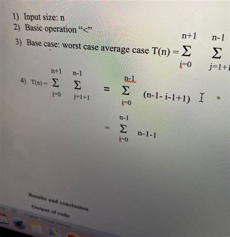 Solved 1 Input Size N 2 Basic Operation