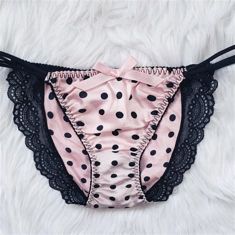 Sexy Silky Pink Polka Dot Bikini Panty Brand Depop