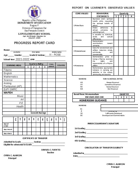Learners Progress Report Card Sf9 Shs Pdf Value Ethics 50 Off
