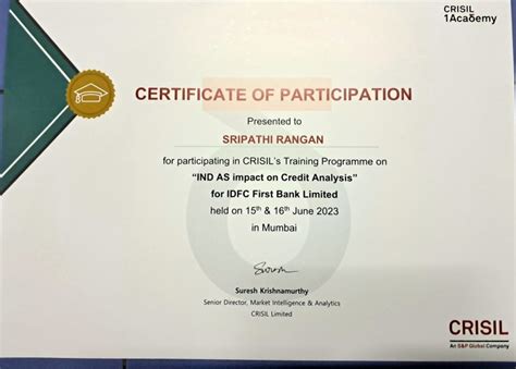 Sripathi Rangan On Linkedin Delighted To Attend A Certification Course