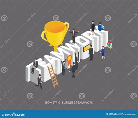 Flat 3d Isometric Illustration Teamwork Concept Design Abstract Urban Modern Style High