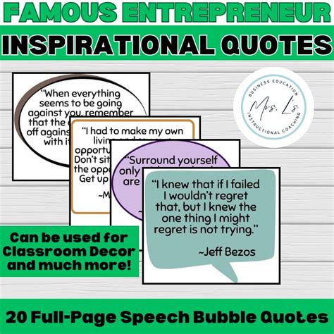 Famous Entrepreneur Inspirational Quotes Classroom Decor Bulletin Board