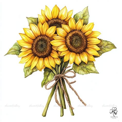 14 Sunflower Cluster Clipart Summer Flower Illustration Design