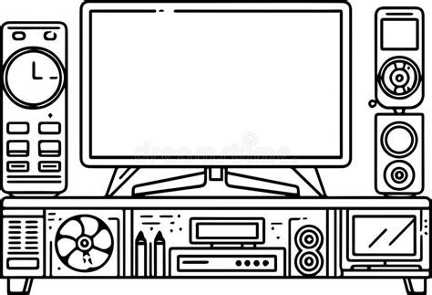 Black Line Art Monitor Electronic Art Hand Drawn Illustration Stock Illustration Illustration