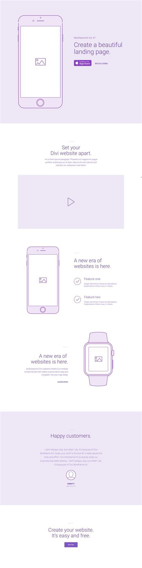 How To Use The Divi Wireframe Kit To Create Professional Landing Pages Landing Page Wireframe