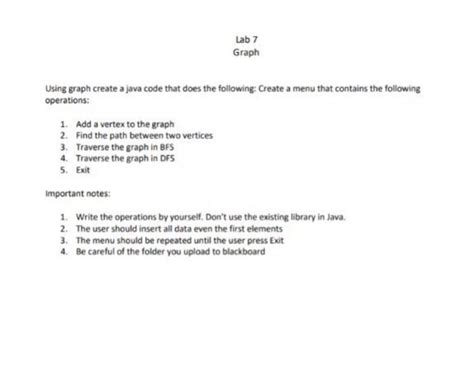 Solved Lab Graph Using Graph Create A Java Code That Does Chegg
