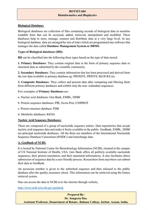 Bioinformatics Biological Databases Pdf