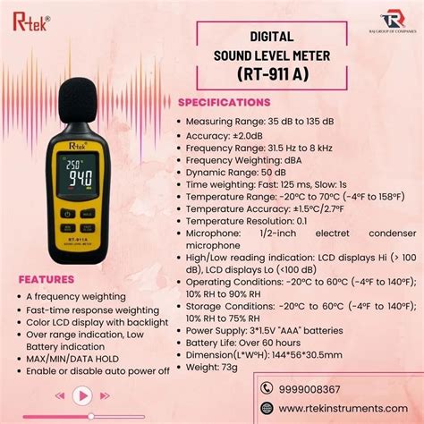 Mextech Digital Sound Level Meter Model Name Number Rt 911a Electric At 1875 Piece In New
