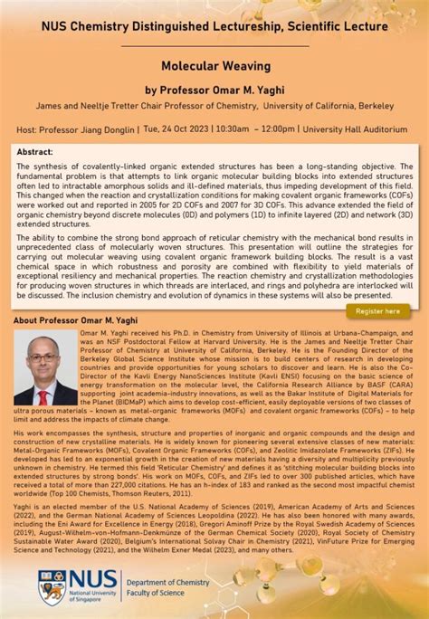 Molecular Weaving By Professor Omar M Yaghi Nus Chemistry