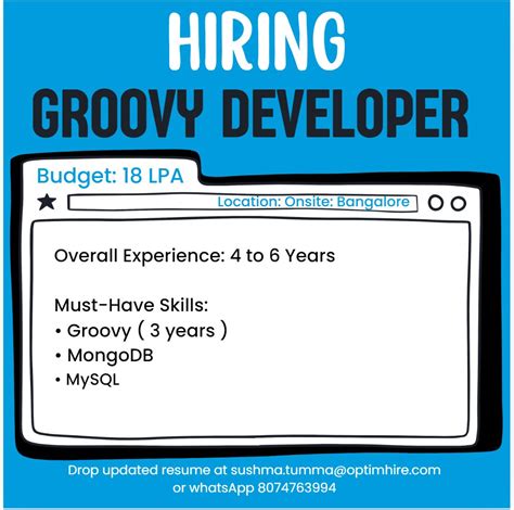 Sushma Geetha Tumma On Linkedin Hiring For Our Client Position Name Groovy Developer Overall
