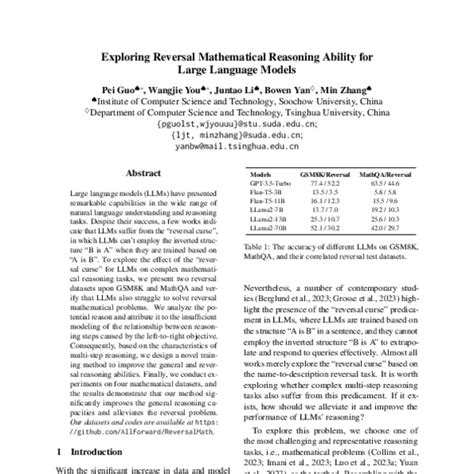 Exploring Reversal Mathematical Reasoning Ability For Large Language Models Acl Anthology