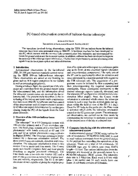 Pdf Pc Based Observation Control Of Balloon Borne Telescope