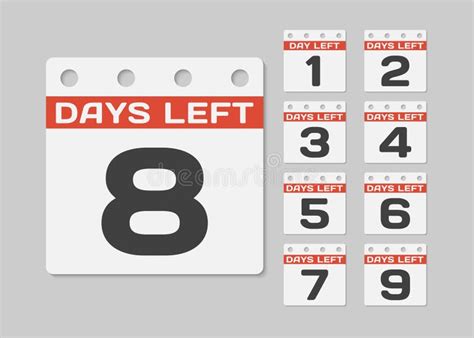 Countdown Daily Page Calendar Icon 8 Days Left Stock Illustration