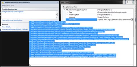 “unspecified error” in xaml under wp7 —