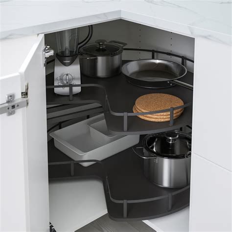 Utrusta Corner Base Cabinet Carousel Gray 38 Ikea
