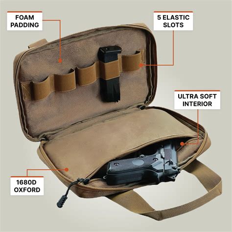 Handgun Case Heavy Duty Soft Pistol Case Lockable With Foam Padding