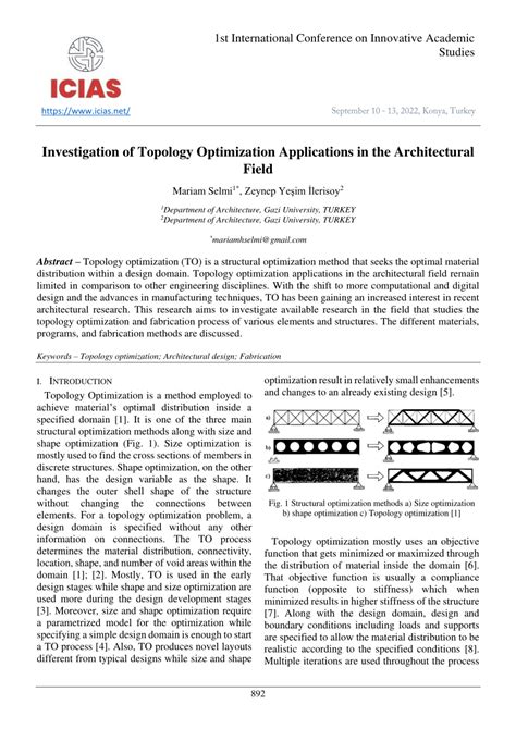 Pdf Investigation Of Topology Optimization Applications In The