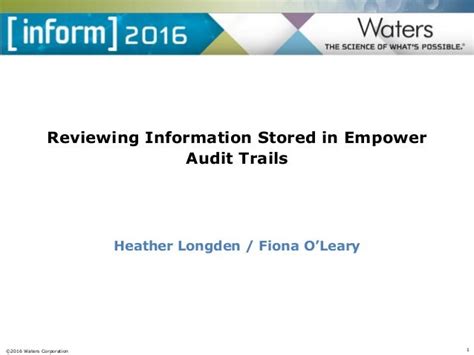 Waters Reviewing Audit Trail Information In Empower Chromatography D