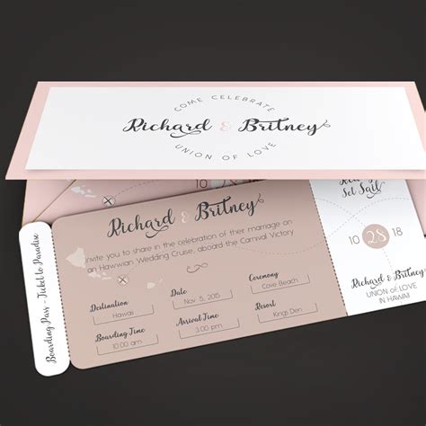 Pinky Wedding Boarding Pass Invitation Template On Behance