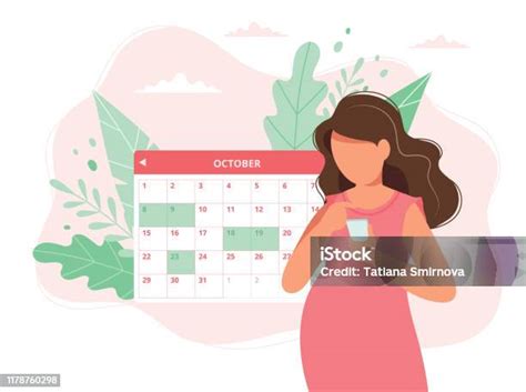 약속 의료 임신 임산부는 스마트폰으로 약속을 잡는다 플랫 스타일의 벡터 일러스트레이션 임신에 대한 스톡 벡터 아트 및 기타 이미지 임신 달력 만화 Istock