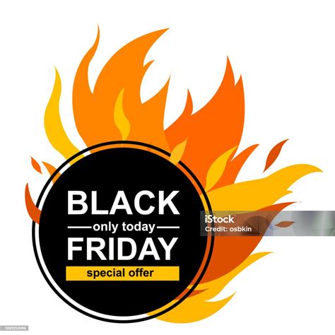 벡터 일러스트입니다 검은 금요일 특별 제공 원 배너입니다 프레임 화재 그래픽 뜨거운 제공에 대 한 흑인 카드 0명에 대한 스톡 벡터 아트 및 기타 이미지 Istock