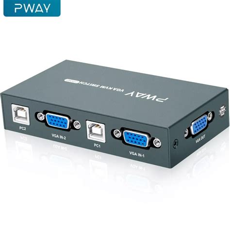 PWAY KVM Switch VGA Support USB VGA Splitter Box Keyboard Mouse