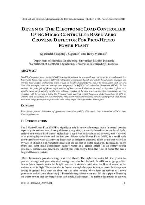 Pdf The Electronic Load Controller Using Micro Controller Based Zero Crossing Detector For
