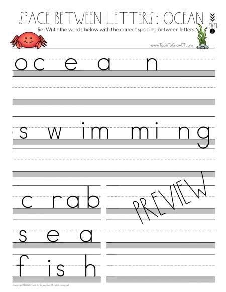 Spacingalignment Handwriting Therapy Resources Tools To Grow Inc